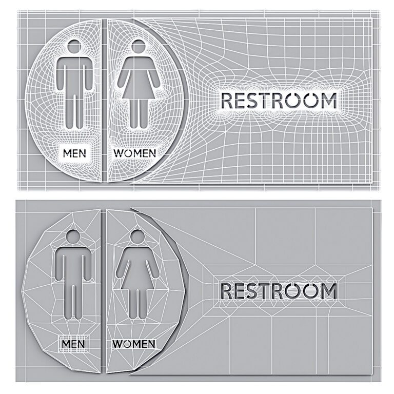 Restroom Sign (370885) 3D model - Download 3D model Restroom Sign ...
