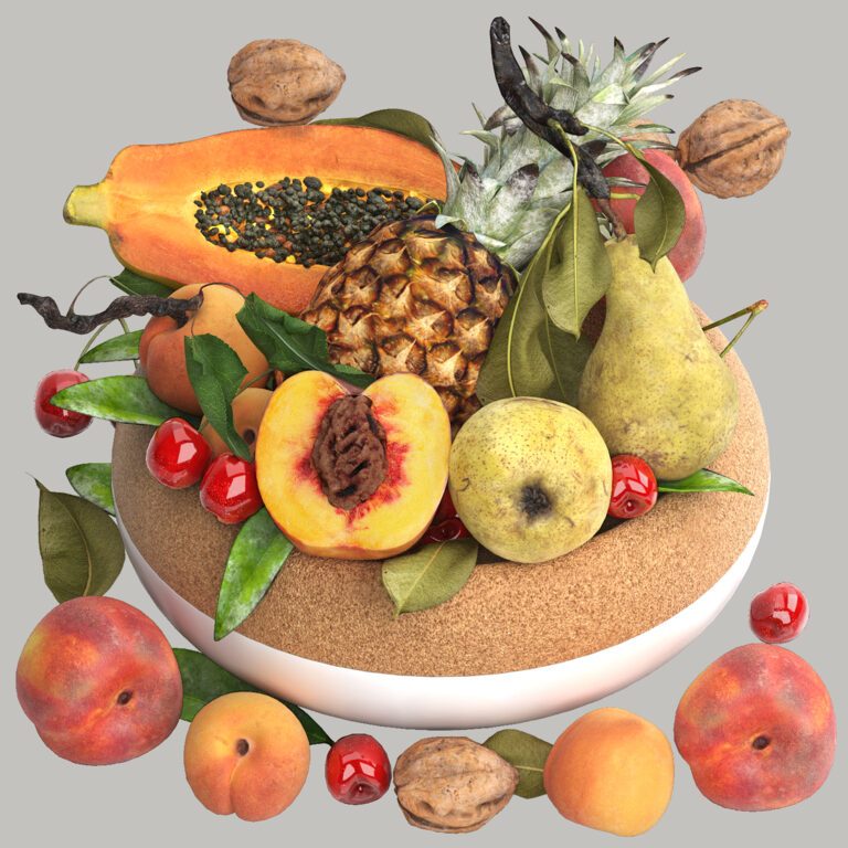 Bowl of tropical fruits 06 (371210) 3D model - Download 3D model Bowl ...