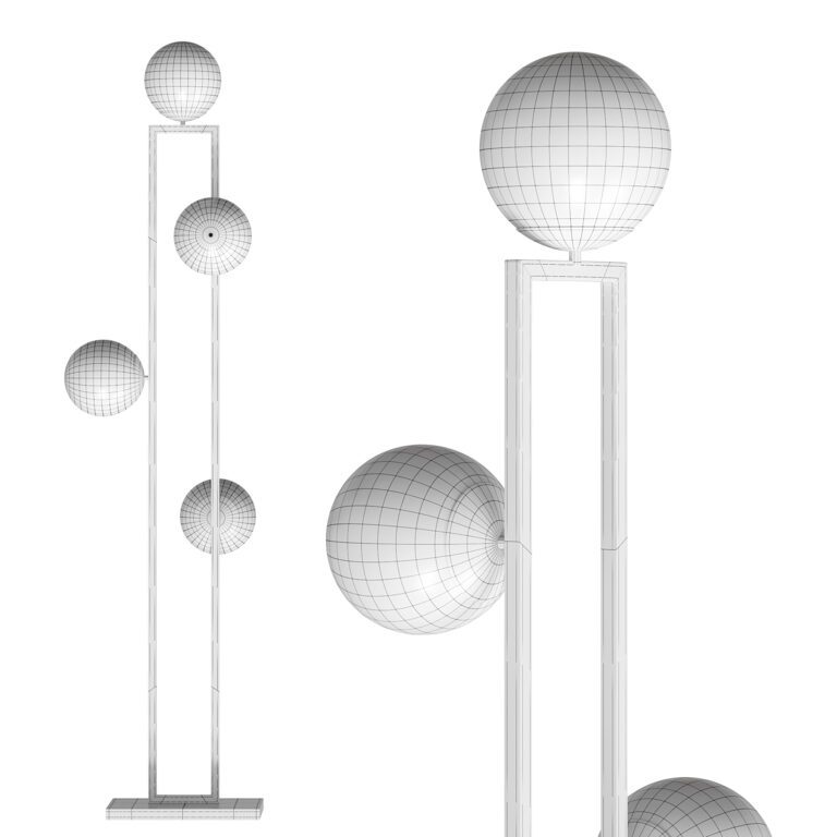 Brass White Globe Floor Lamp Eichholtz Pascal (372927) 3D model ...