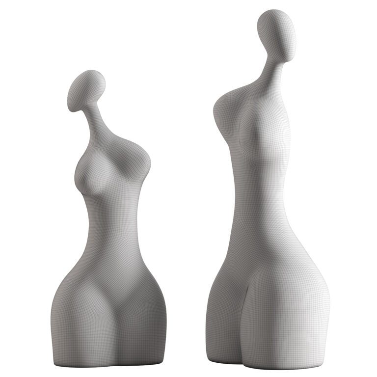 Modern ceramic abstract female statues (373546) 3D model - Download 3D ...