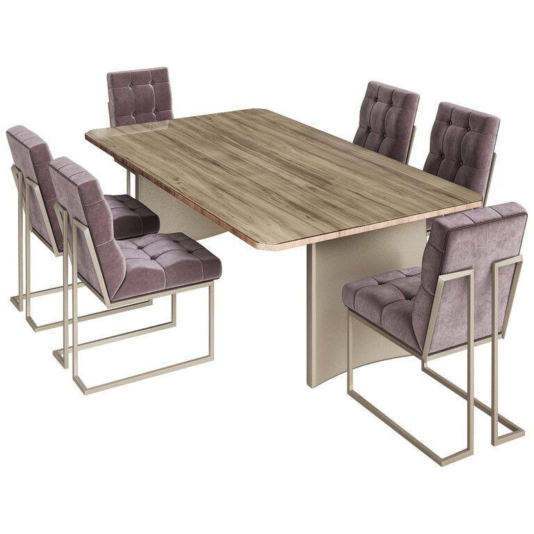 Navy Velvet Table and chair (37452) 3D model - Download 3D model Navy ...