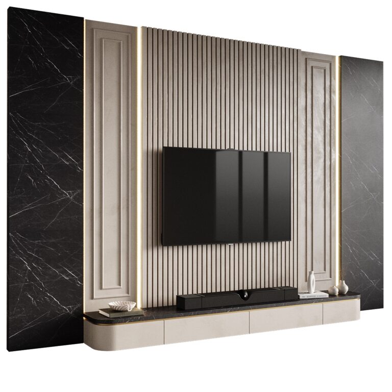 TV wall set 034 (374855) 3D model - Download 3D model TV wall set 034 ...