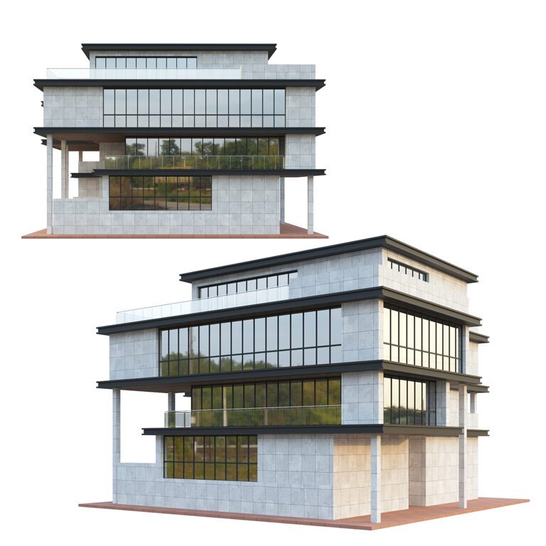 Modern Building - in 3 level (375142) 3D model - Download 3D model ...