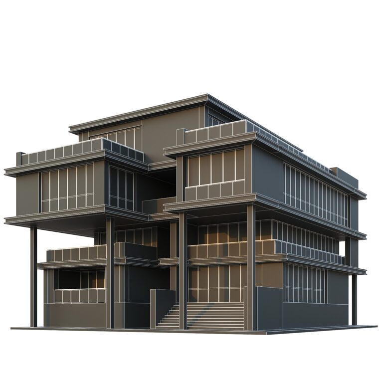 Modern Building - in 3 level (375142) 3D model - Download 3D model ...