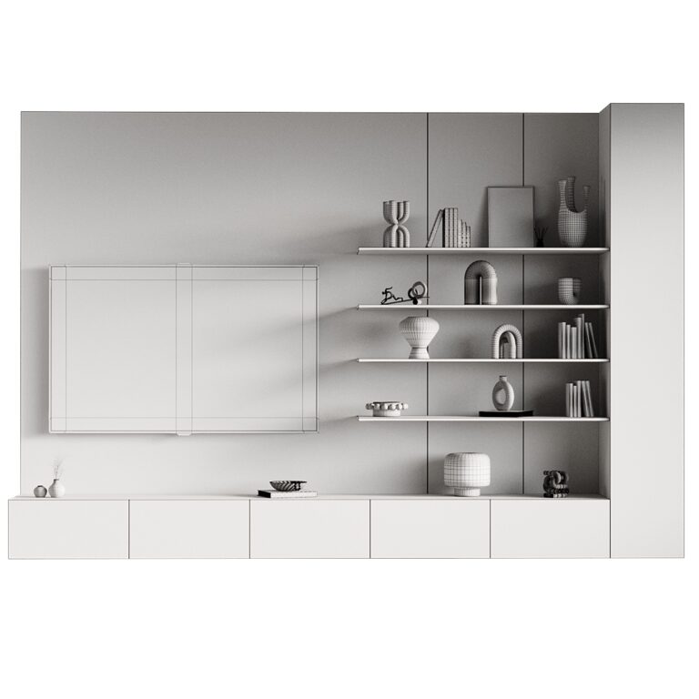Tv wall set 038 (375955) 3D model - Download 3D model Tv wall set 038 ...