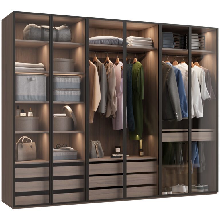 Wardrobe with clothes with glass doors (376991) 3D model - Download 3D ...