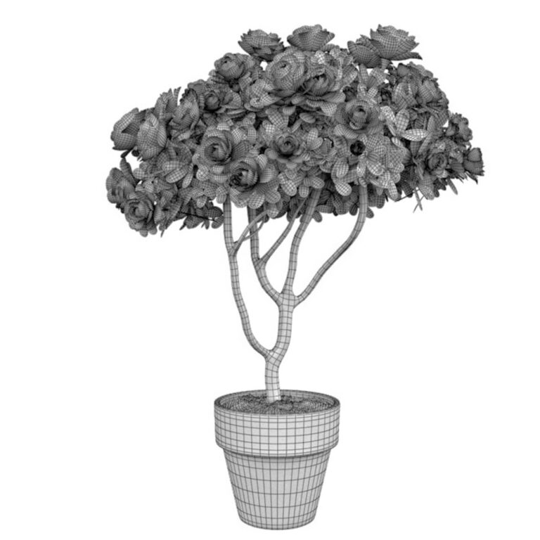 Flowers in pot (377521) 3D model - Download 3D model Flowers in pot ...