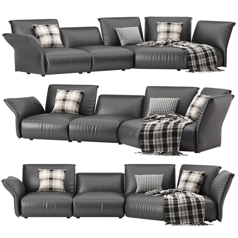 Flower Designed Luxury Calf Leather Sofa (379003) 3D model - Download ...