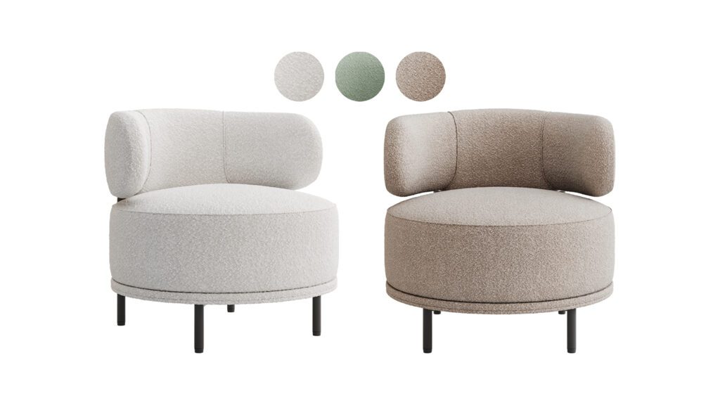 Penn Taupe Boucle Wing Back Accent Chair (381137) 3D model - Download ...