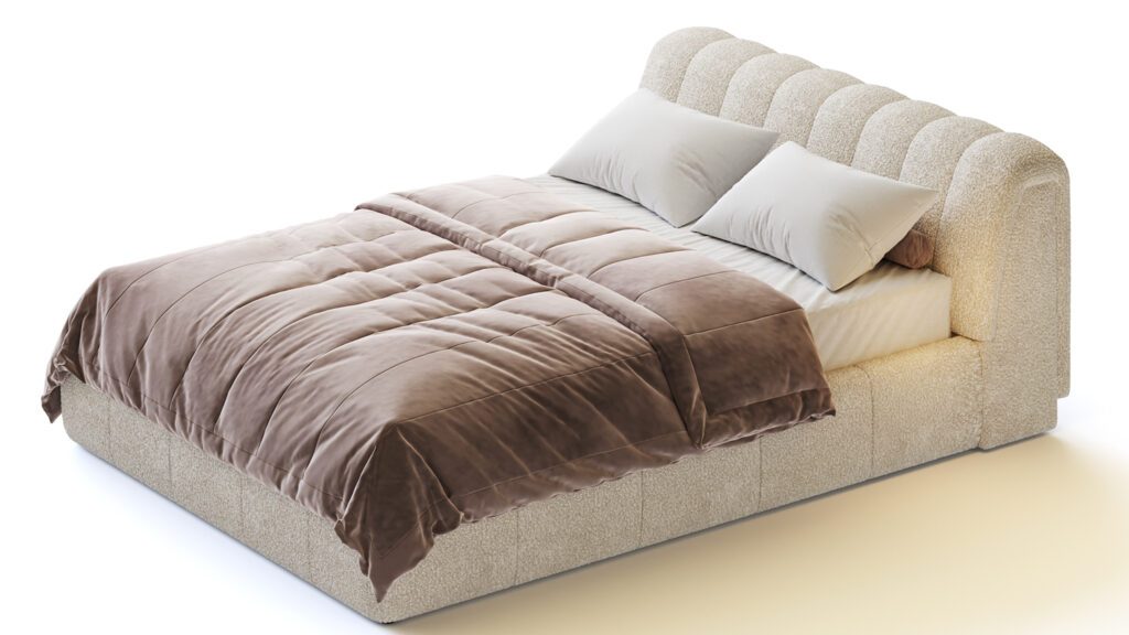 Salami Queen Bed Maya Cream Boucle (381187) 3D model - Download 3D ...