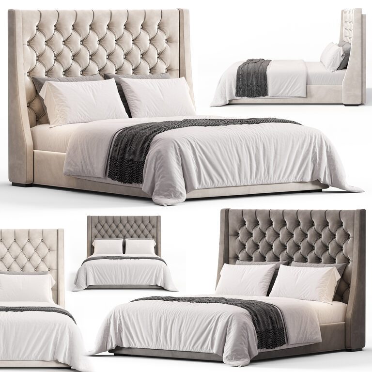 Barron Beds Zoya Grandeur Curved Wingback Bed Frame (381533) 3D model ...