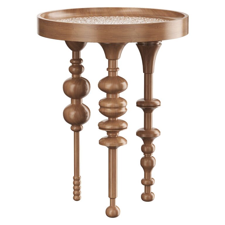 Oak Wood Side Table (381814) 3D model - Download 3D model Oak Wood Side ...