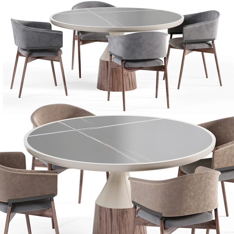 Nisida dining table and chair (382791) 3D model - Download 3D model ...