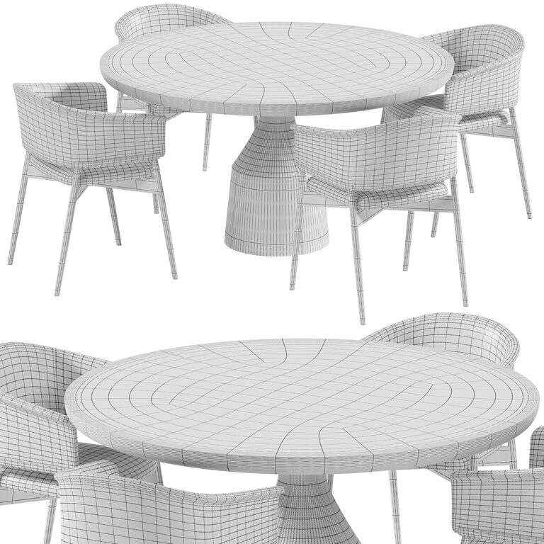 Nisida dining table and chair (382791) 3D model - Download 3D model ...