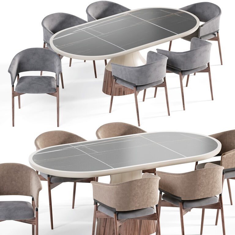 Nisida dining table and chair (382795) 3D model - Download 3D model ...