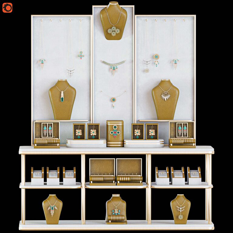 Jewelry store showcase 01 (382937) 3D model - Download 3D model Jewelry ...