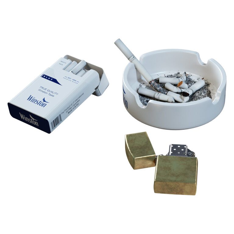 Ashtray Set (384495) 3D model - Download 3D model Ashtray Set (384495 ...