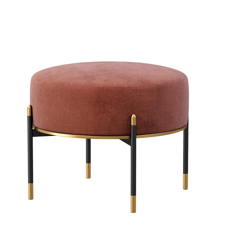Kirit Tile Red Metal Legged Ottoman Puff (384838) 3D model - Download ...