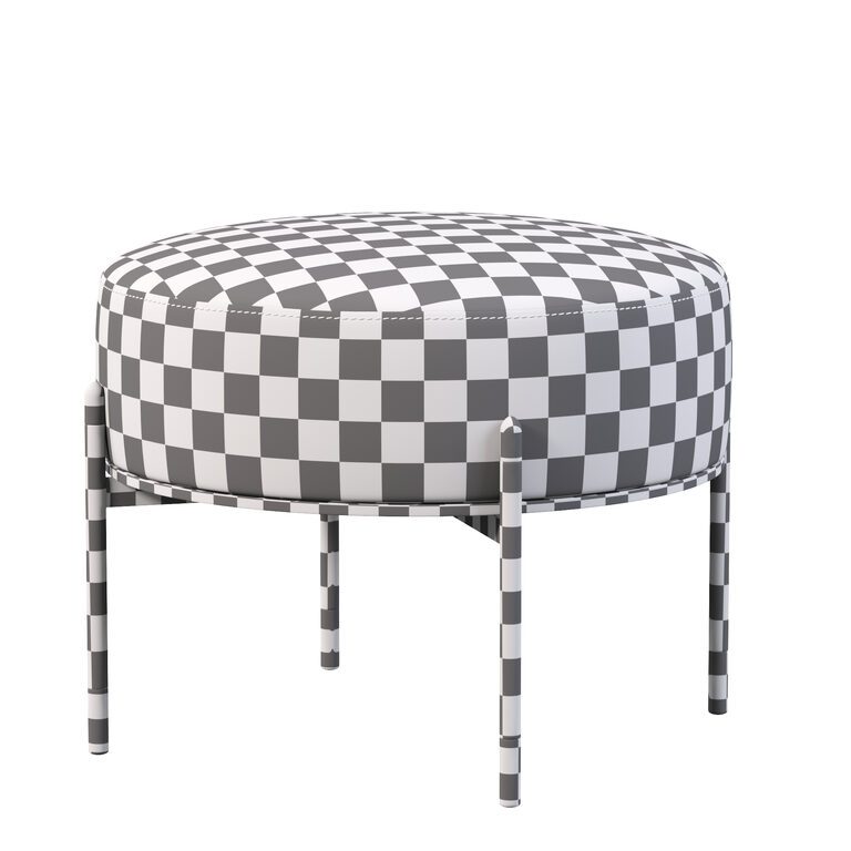Kirit Tile Red Metal Legged Ottoman Puff (384838) 3D model - Download ...