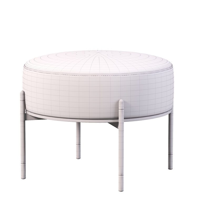 Kirit Tile Red Metal Legged Ottoman Puff (384838) 3D model - Download ...