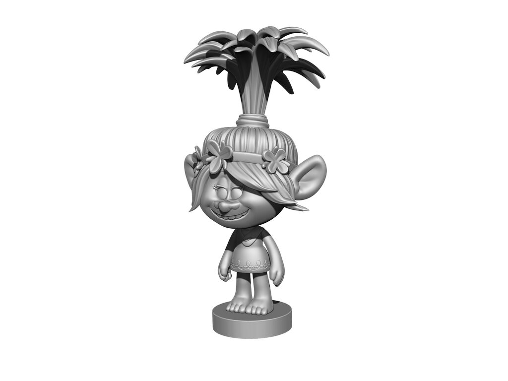 Smiling Poppy from the animated film "Trolls" 3D model for 3D printing ...