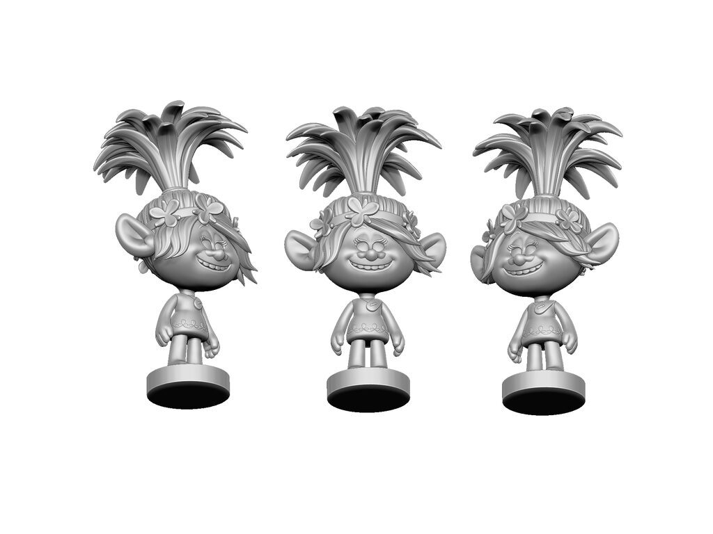 Smiling Poppy from the animated film "Trolls" 3D model for 3D printing ...