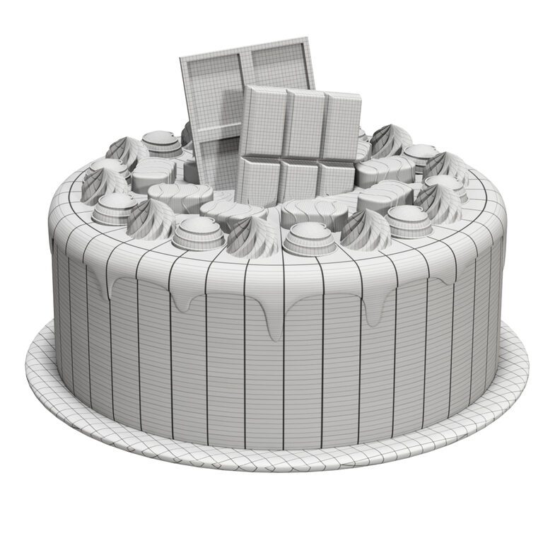 Chocolate cake (387317) 3D model - Download 3D model Chocolate cake ...