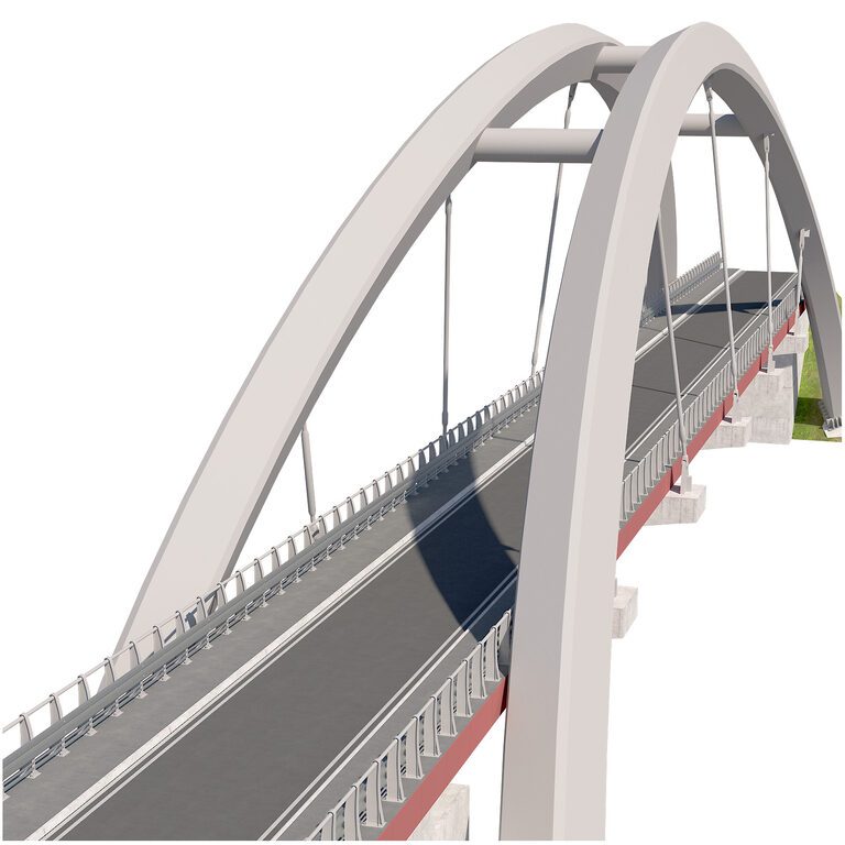 Cable stayed suspension bridge with arch structure (387447) 3D model ...