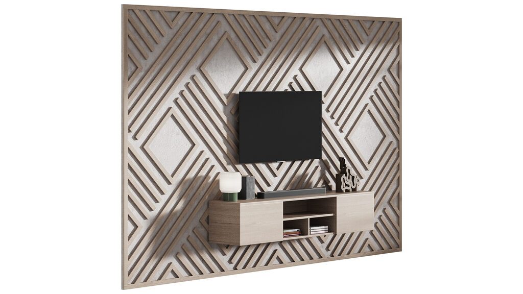 Modern TV Wall 020 (387769) 3D model - Download 3D model Modern TV Wall ...