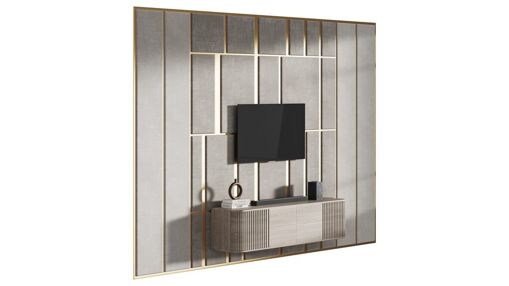 Modern TV Wall 032 (387780) 3D model - Download 3D model Modern TV Wall ...
