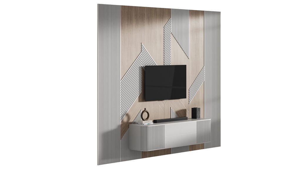 Modern TV Wall 034 (387782) 3D model - Download 3D model Modern TV Wall ...
