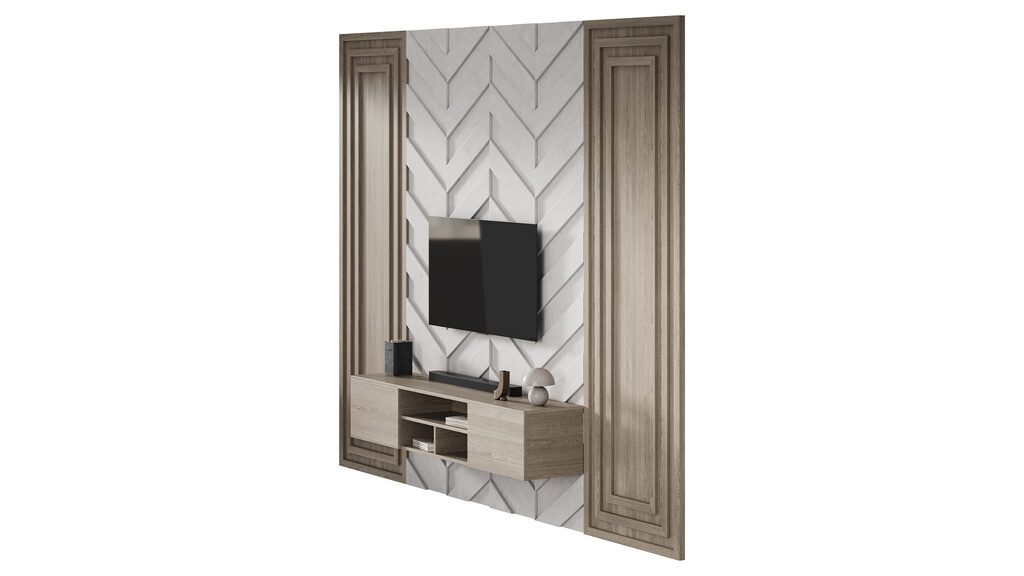 Modern TV Wall 038 (387801) 3D model - Download 3D model Modern TV Wall ...