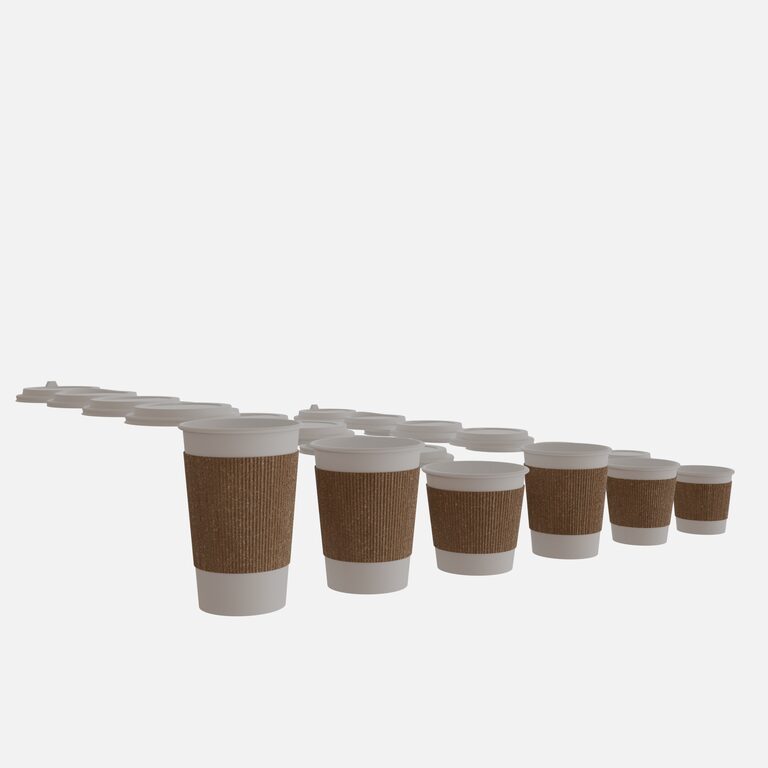 Collection of paper cups with sleeves (6 sizes) (388977) 3D model ...