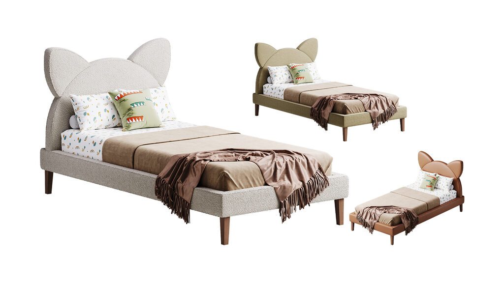 Children single bed beige Kitty (389113) 3D model - Download 3D model ...