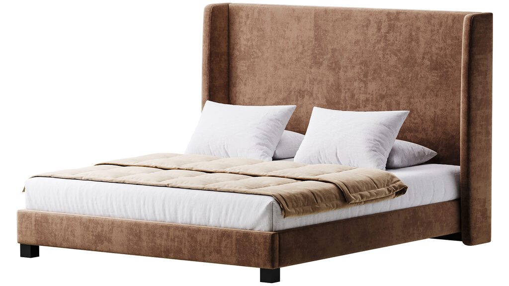 Wingback Smoke Velvet Bed (389622) 3D model - Download 3D model ...