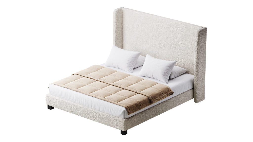 Wingback Smoke Velvet Bed (389622) 3D model - Download 3D model ...
