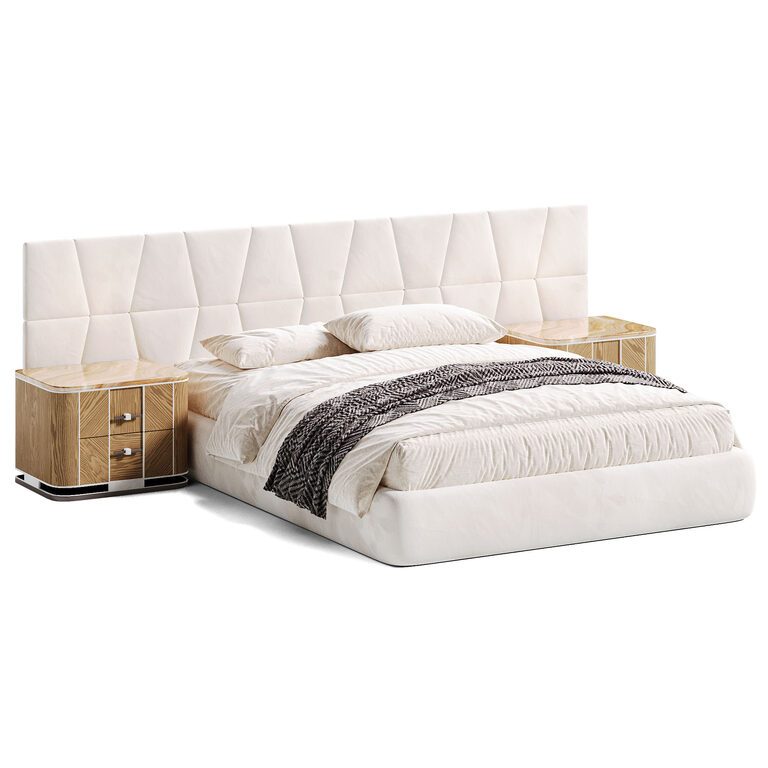 Trapezium bed with wide headboard (389668) 3D model - Download 3D model ...