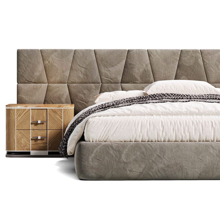 Trapezium bed with wide headboard (389668) 3D model - Download 3D model ...