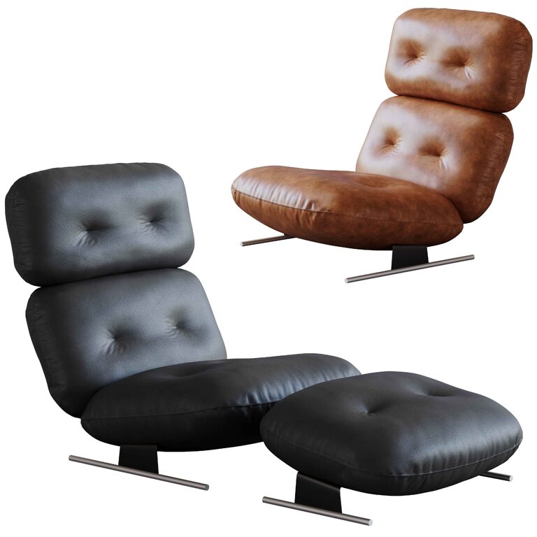 Armchair and footrest Libra By Minotti (389818) 3D model - Download 3D ...