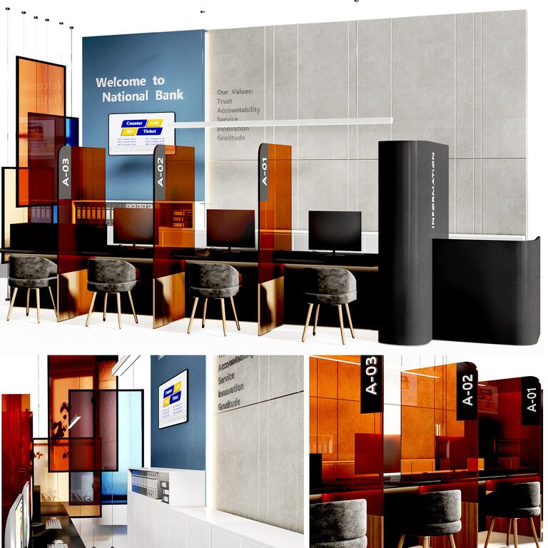 Bank Reception Counter & Travel Agency (390623) 3D model - Download 3D ...