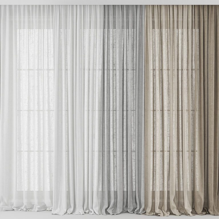 Curtains Long Linen set 02 (390928) 3D model - Download 3D model ...