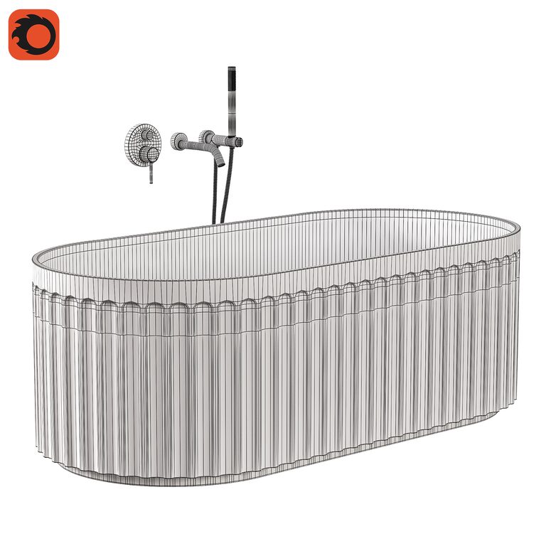 Jadore II Freestanding Fluted Stone Bath 1700mm (391107) 3D model ...
