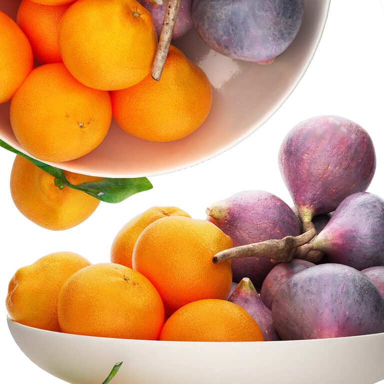 Bowl of mandarin and figs (391121) 3D model - Download 3D model Bowl of ...