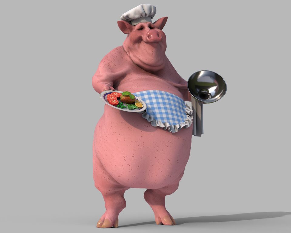 Pig waitress (391497) 3D model - Download 3D model Pig waitress (391497 ...