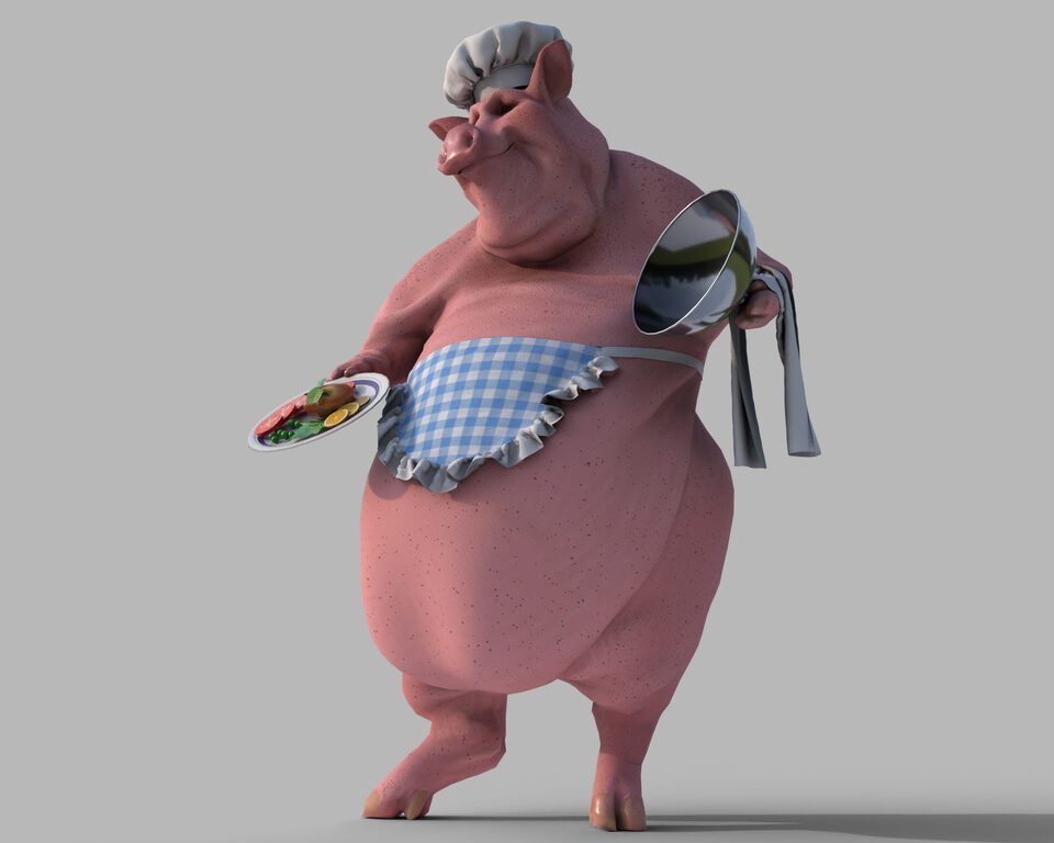 Pig waitress (391497) 3D model - Download 3D model Pig waitress (391497 ...
