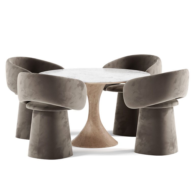 Bel TF chair and Berit 48 Dining table (391853) 3D model - Download 3D ...