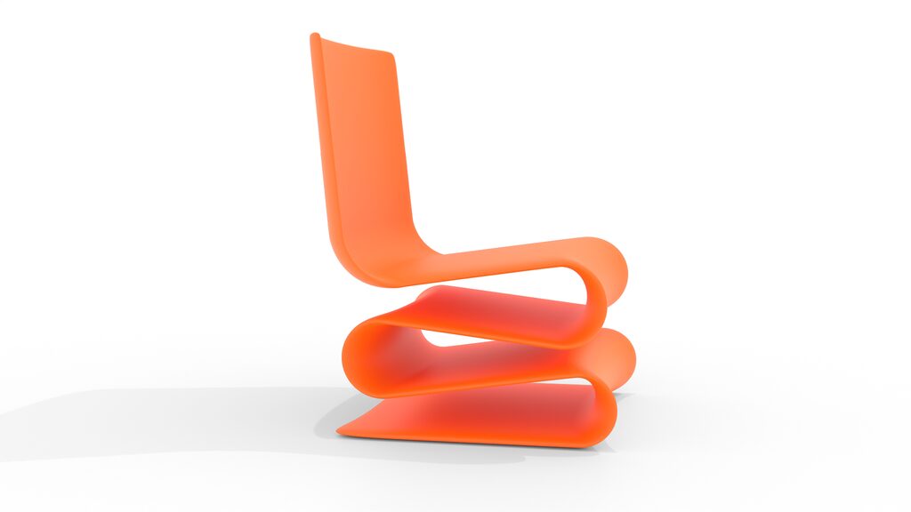 Modern Orange Plastic Chair with Spring Base (391986) 3D model ...
