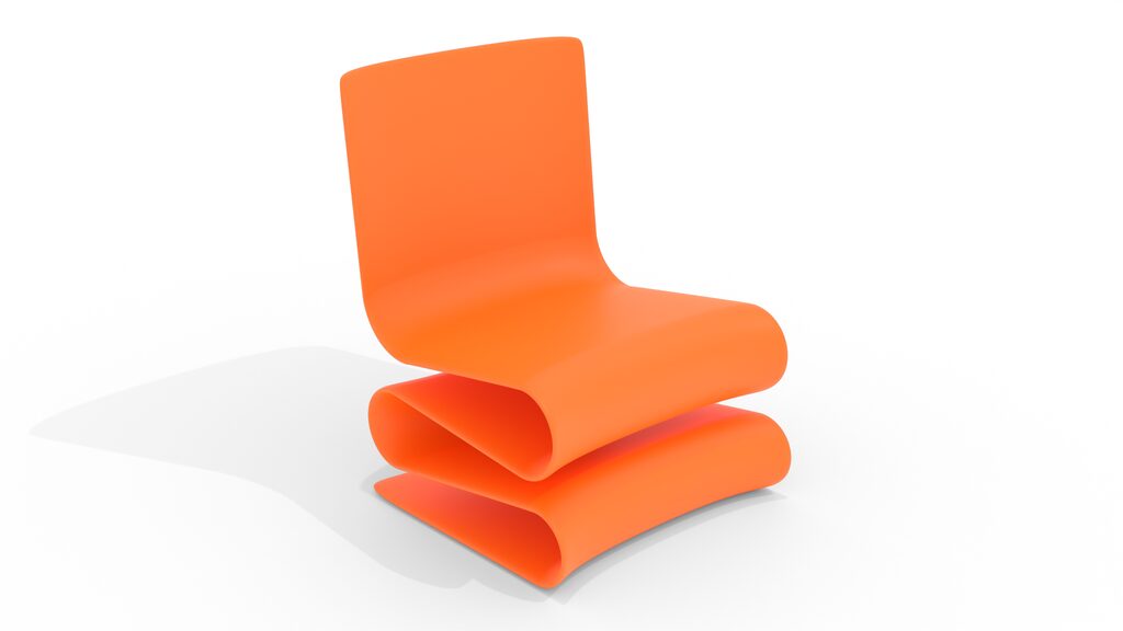 Modern Orange Plastic Chair with Spring Base (391986) 3D model ...