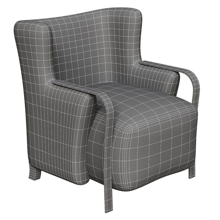 Emma Solid Ash Wood Fabric Accent armchair (393060) 3D model - Download ...