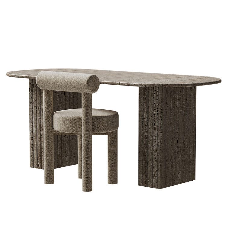 Maya Travertine Desk and chair (393105) 3D model - Download 3D model ...